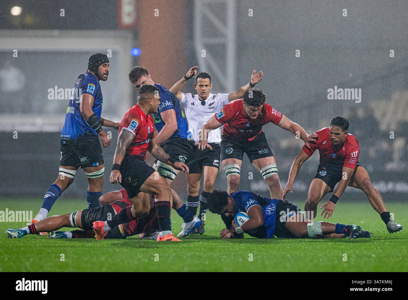 Christchurch, New Zealand, 18 April, 2025. Crusaders player Scott ...