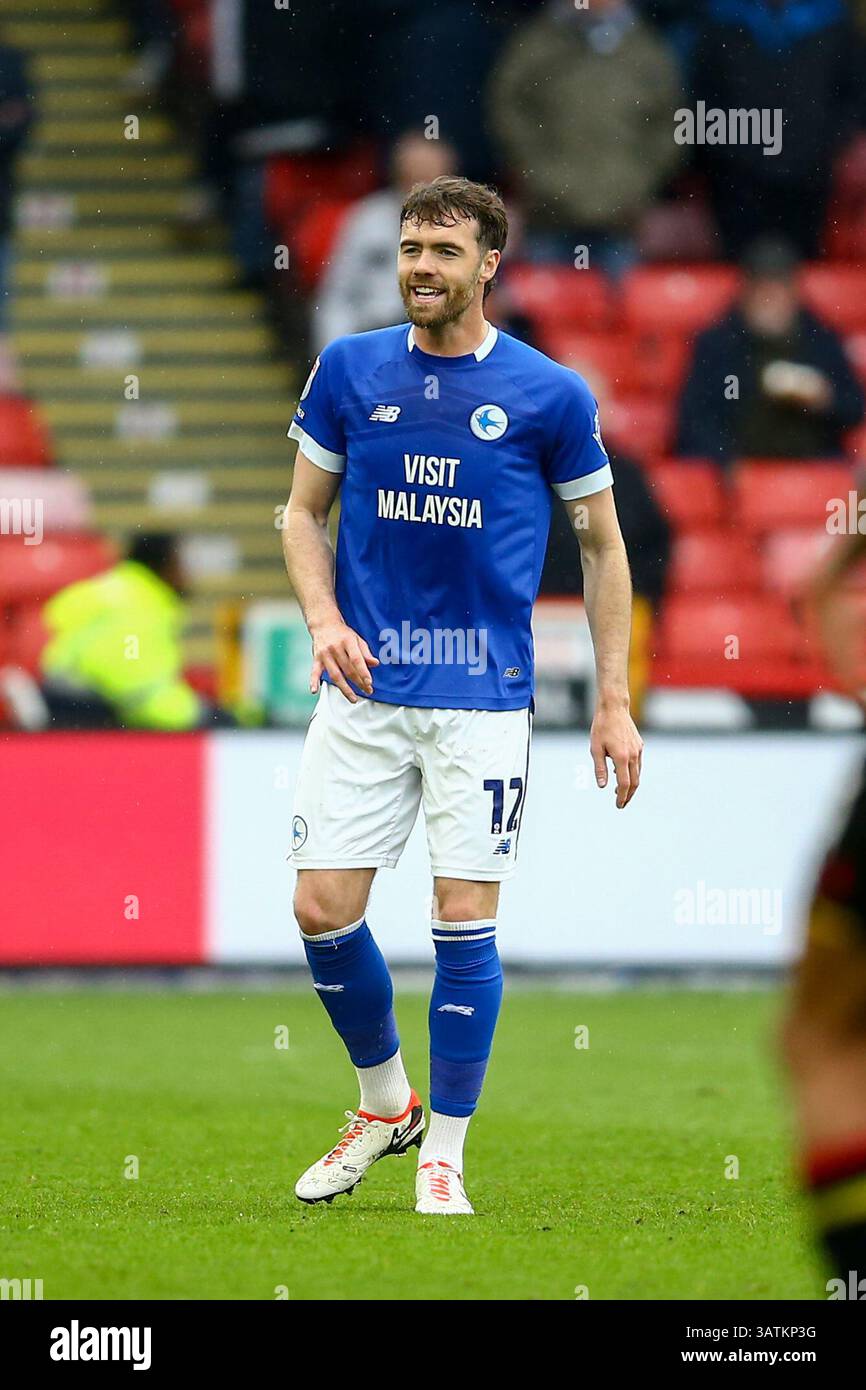 Bramall Lane, Sheffield, England - 18th April 2025 Calum Chambers (12) of Cardiff City - during ...