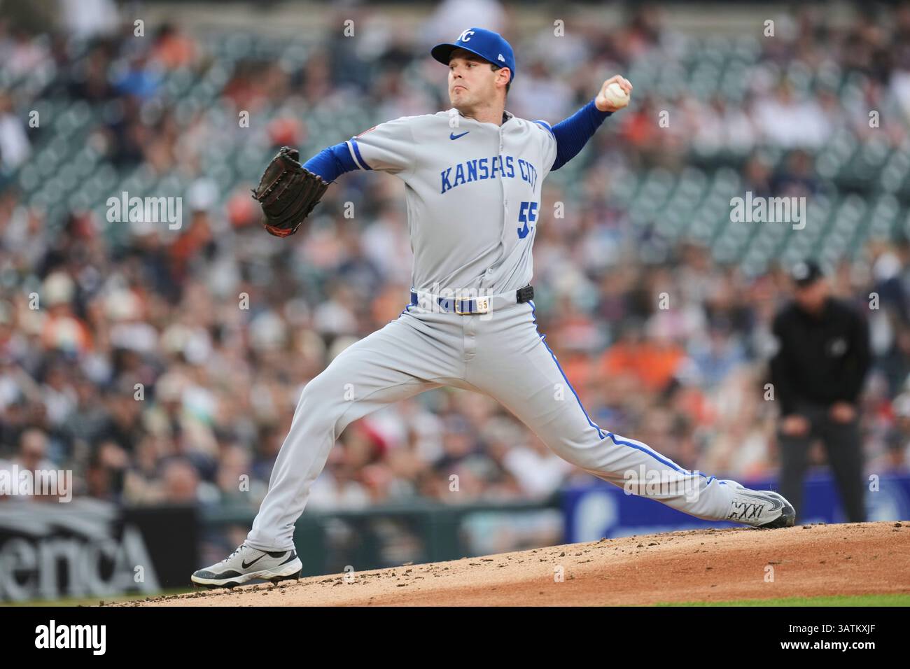 Kansas City Royals pitcher Cole Ragans throws against the Detroit ...