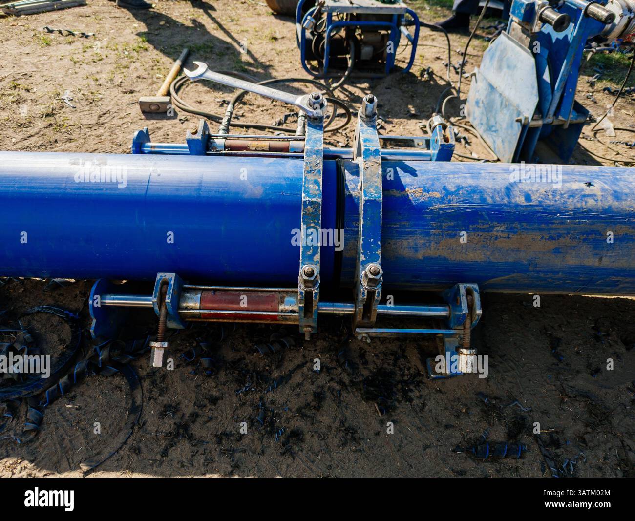 Pipe line connection with flange Stock Photo - Alamy