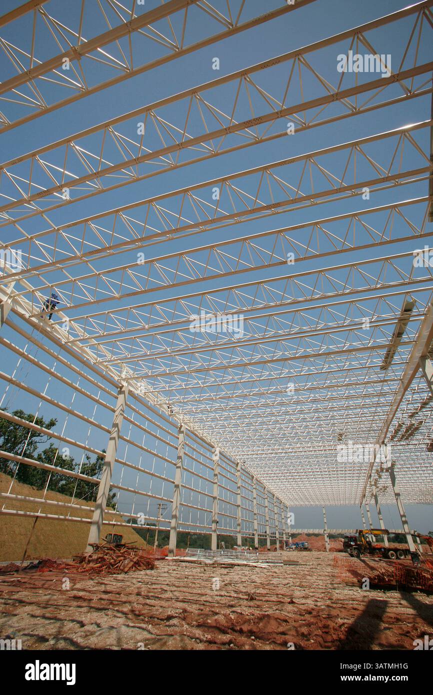 structure of steel on industrial warehouse in construction on Sao Paulo ...