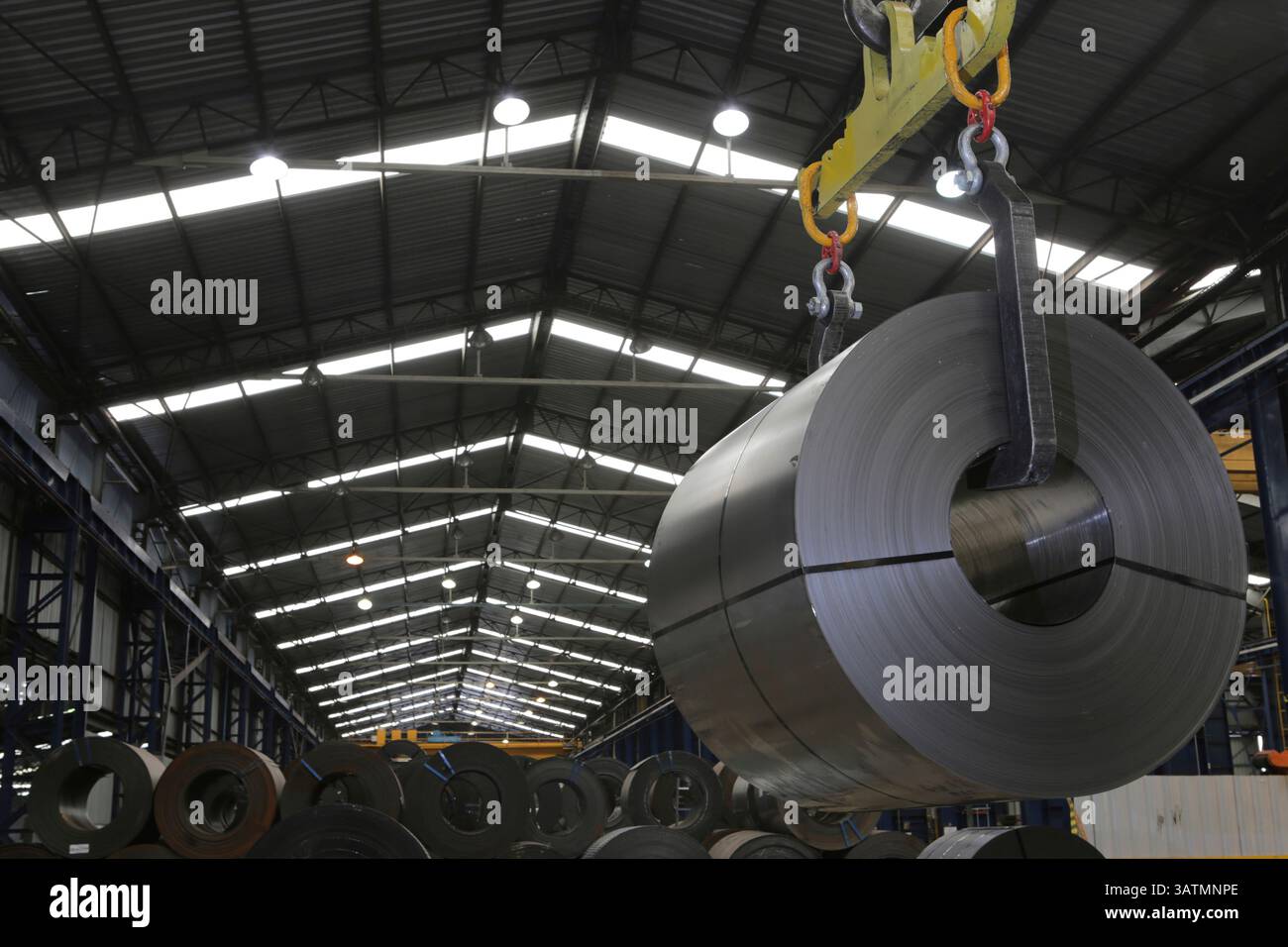 Cold rolled steel coil at storage area in steel industry plant Stock ...