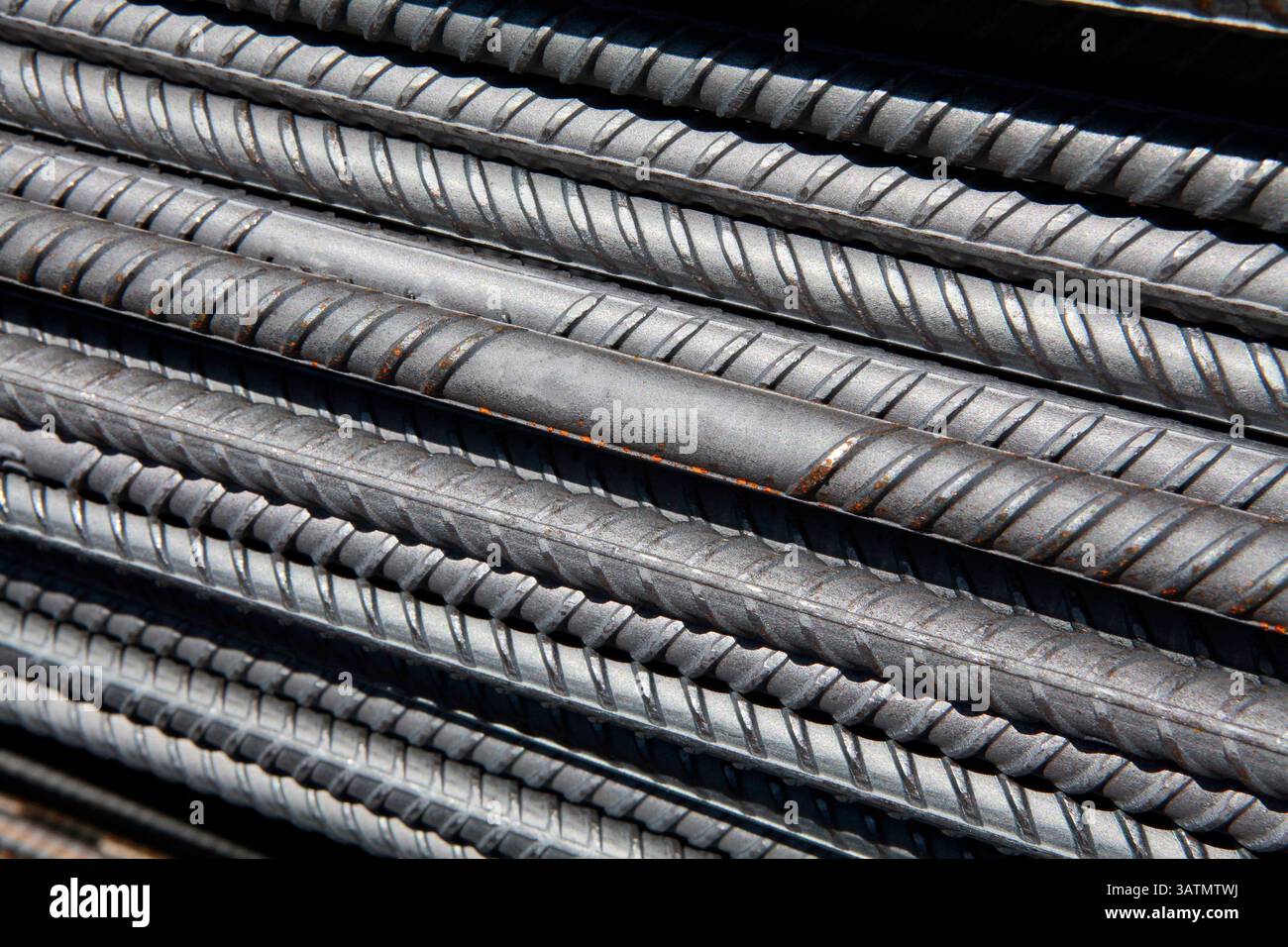 Close up of steel rods or bars used to reinforce concrete in ...