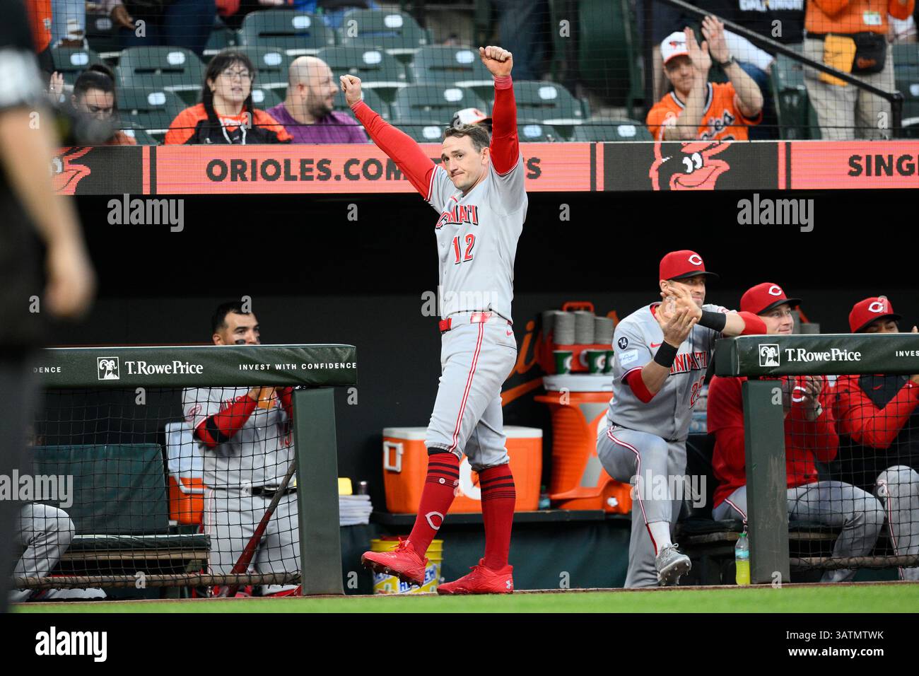 Cincinnati Reds' Austin Hays is recognized before the second inning of ...