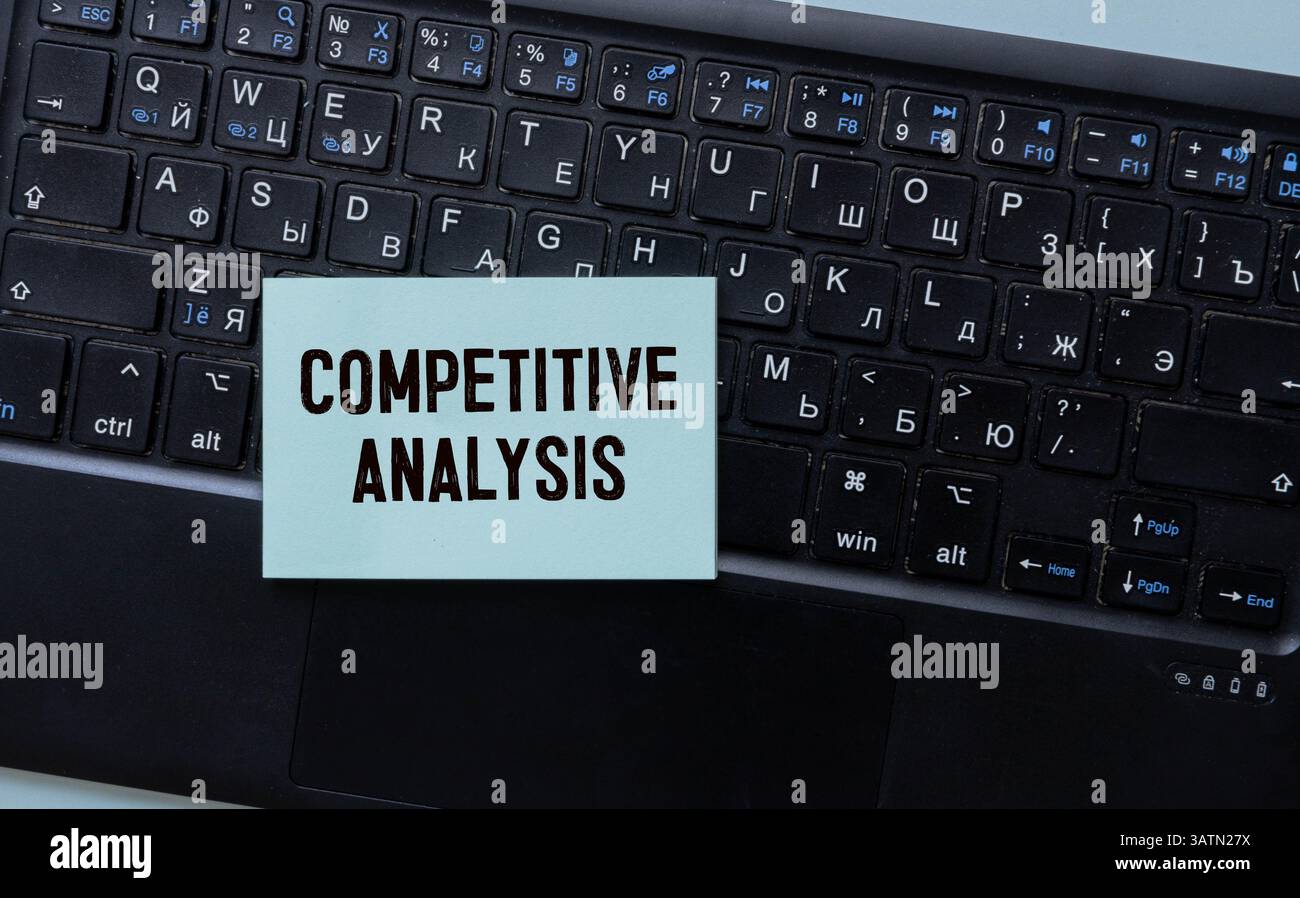 text caption presenting competition analysis on page Stock Photo - Alamy