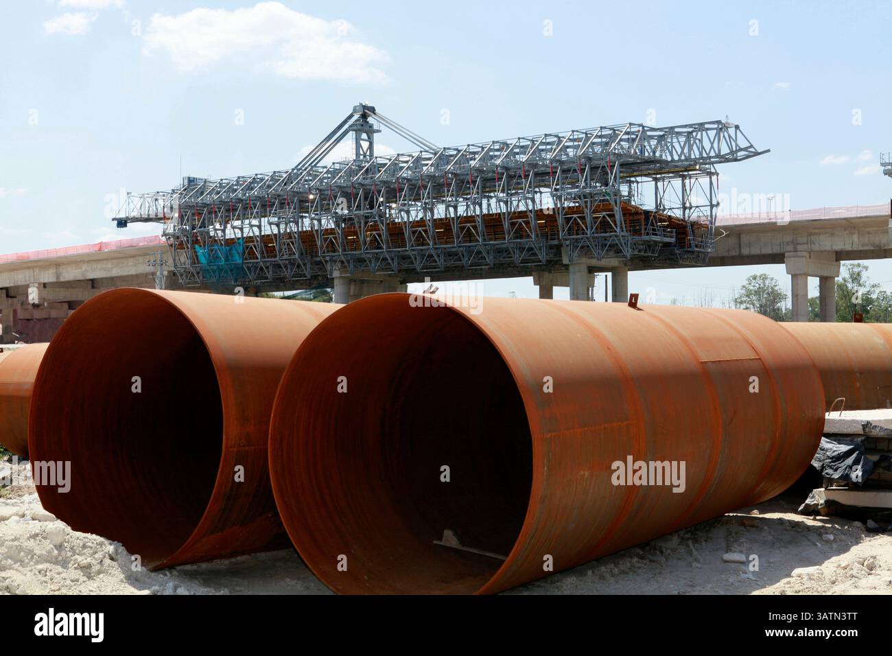 large steel tube to be used in highway overpass construction on Sao ...