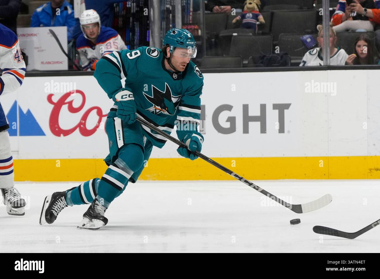 San Jose Sharks center Noah Gregor during an NHL hockey game against ...