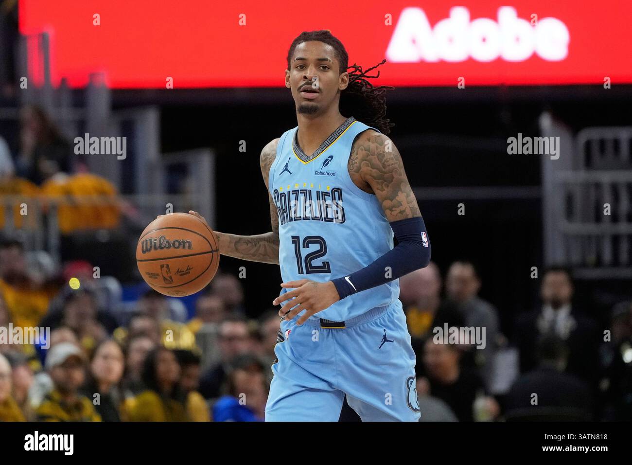 Memphis Grizzlies guard Ja Morant during an NBA play-in tournament ...