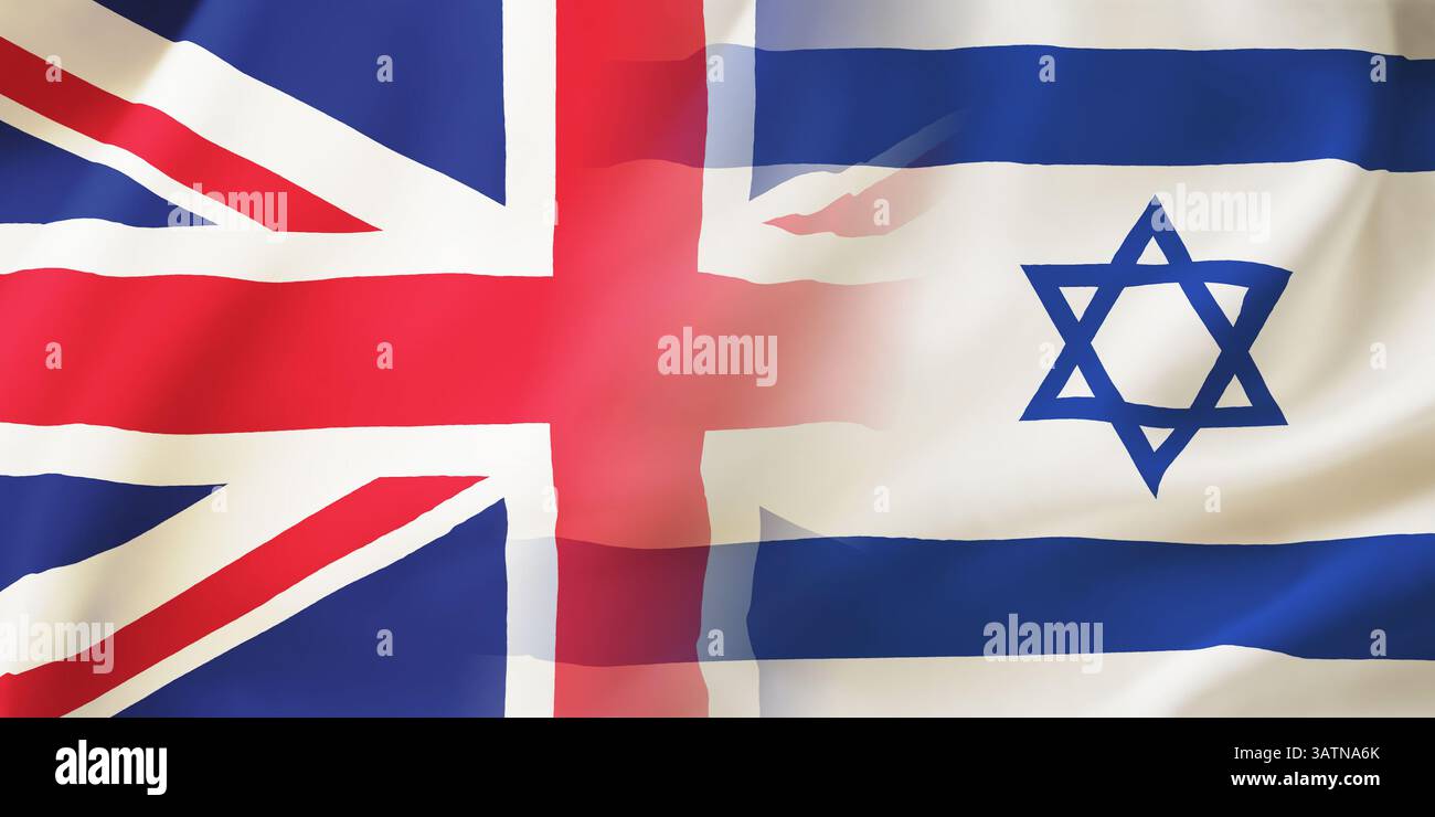 Israel,UK waving flags background.British and Israeli flags together ...