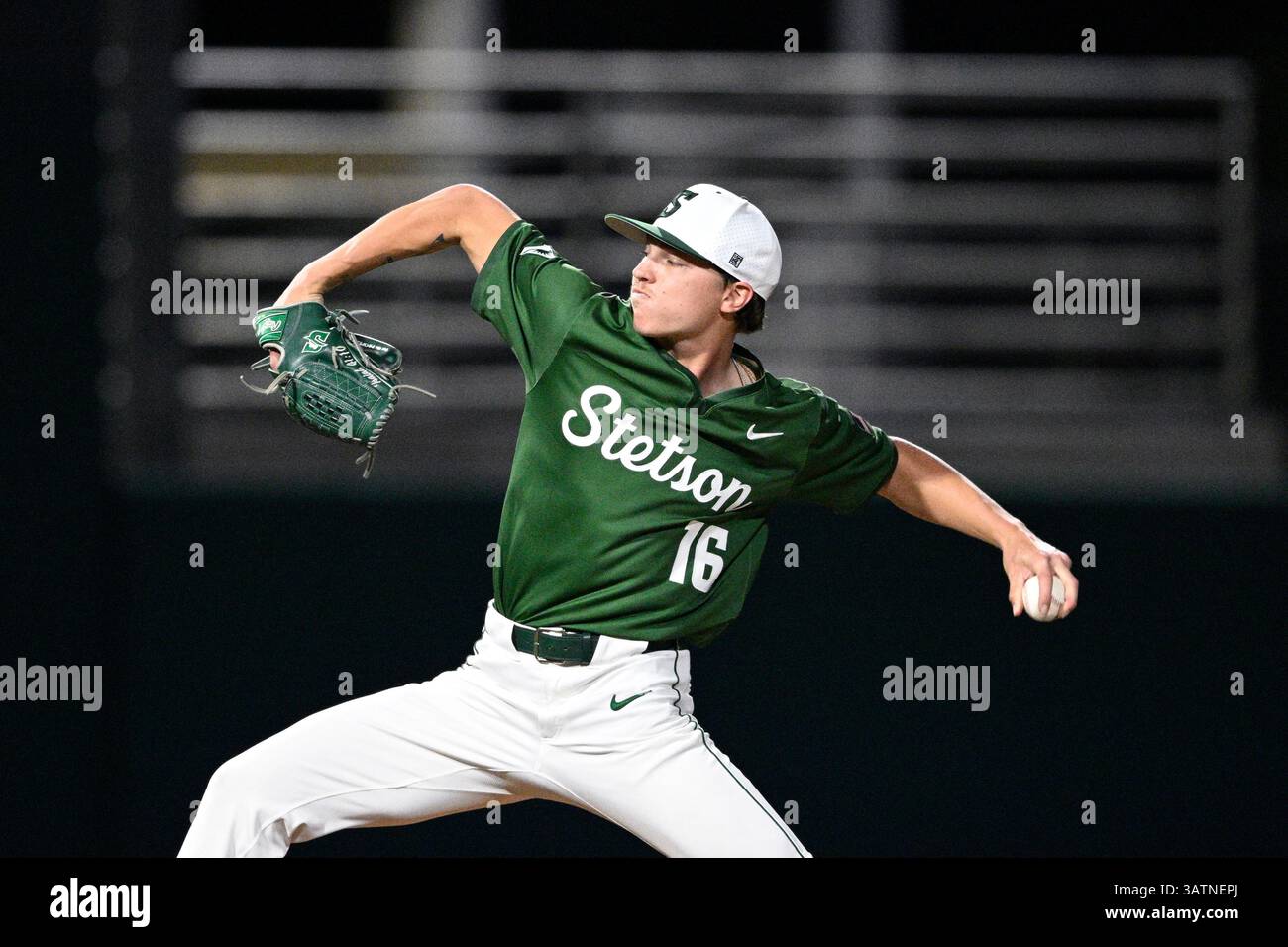 Stetson pitcher Matthew Heyl (16) throws during an NCAA college ...
