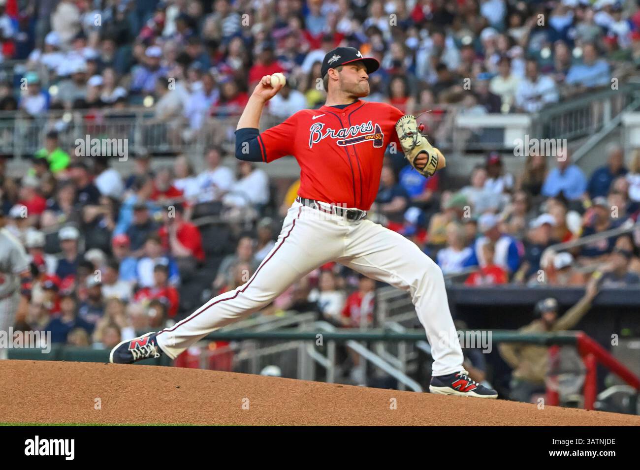 ATLANTA, GA - APRIL 18: Atlanta Braves pitcher Bryce Elder (55) in the ...