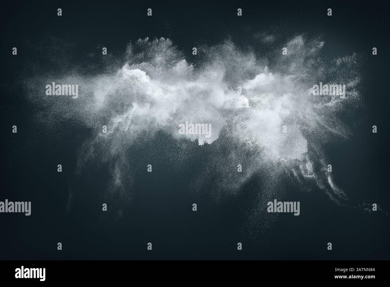 Abstract design of white powder cloud against dark background Stock ...