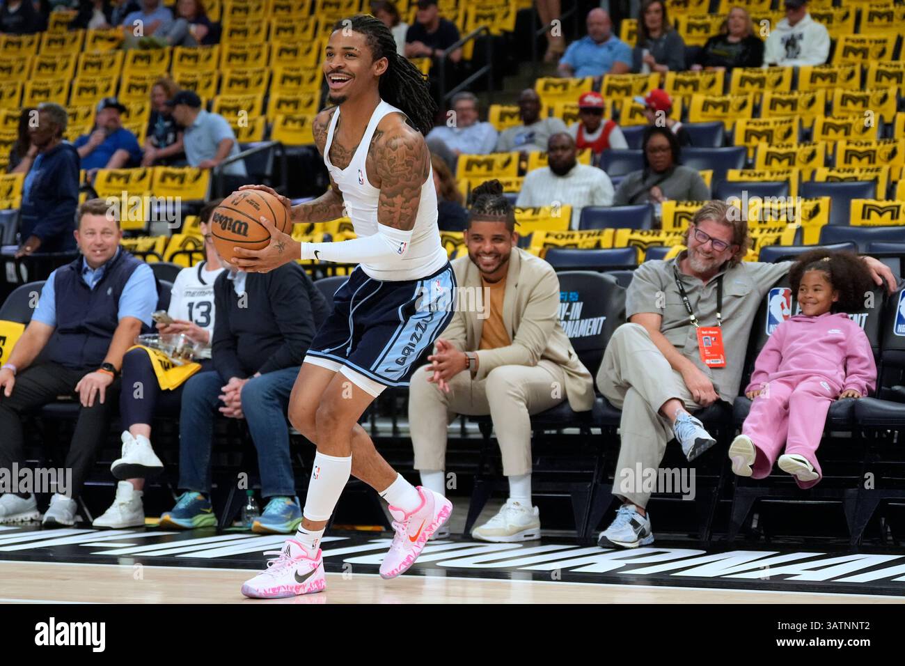 Memphis Grizzlies guard Ja Morant warms up before an NBA play-in ...