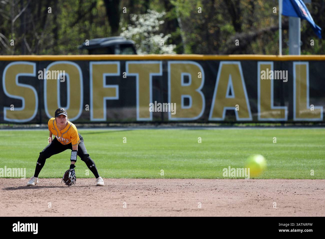 UMBC infielder Phoebe Florian (23) pictured during an NCAA softball ...