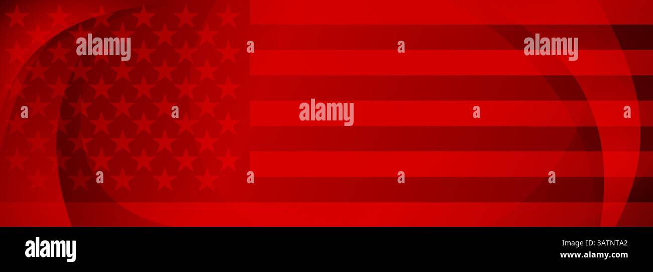 Vector illustration of the American flag in red colors with abstract ...