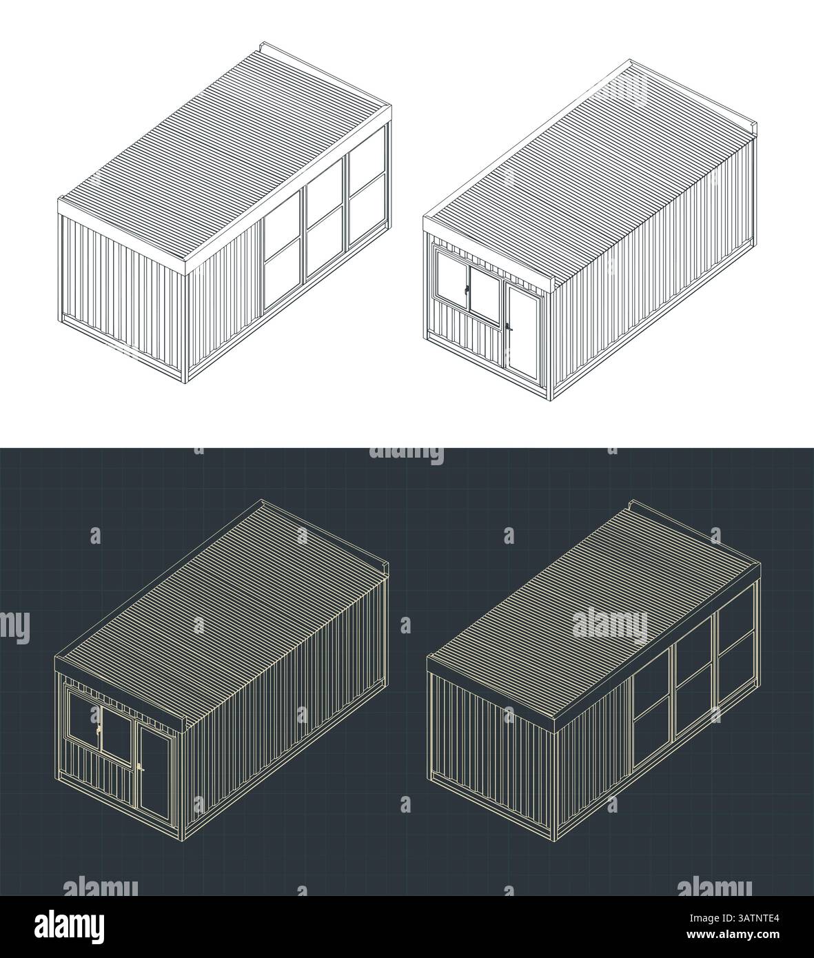 Container office isometric blueprints. Shipping container converted ...