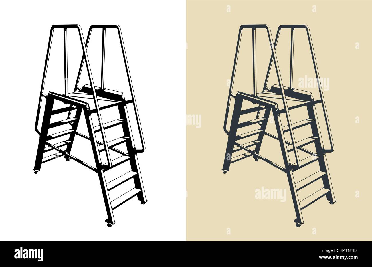 Service step ladder stylized vector illustrations Stock Vector Image ...