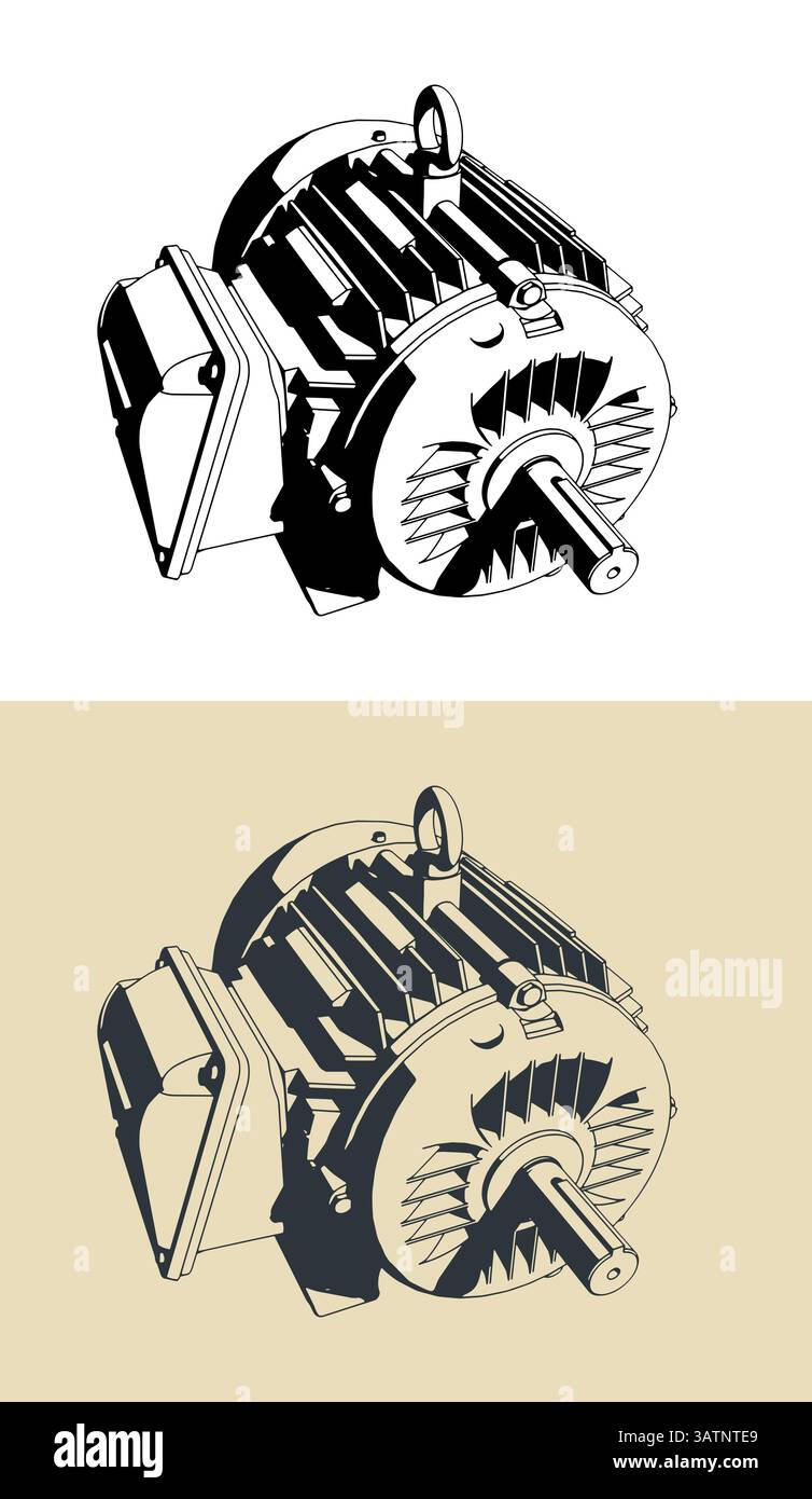 Electric motor stylized vector illustrations Stock Vector Image & Art ...