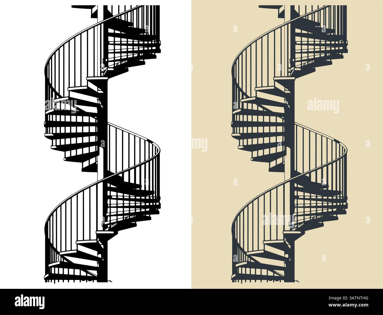 Spiral staircase close up stylized vector illustrations Stock Vector Image & Art - Alamy
