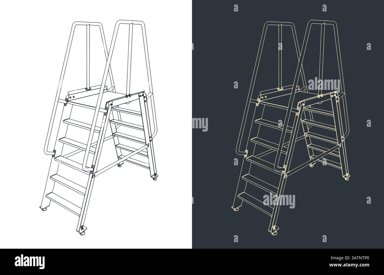 Service step ladder stylized vector illustrations Stock Vector Image ...