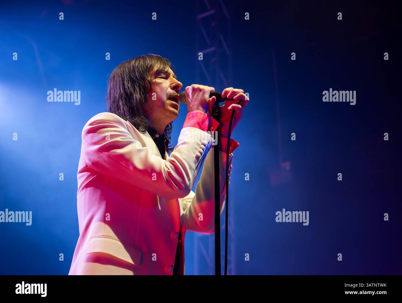 Leeds, UK, 18th April 2025. Bobby Gillespie, lead singer and founding ...