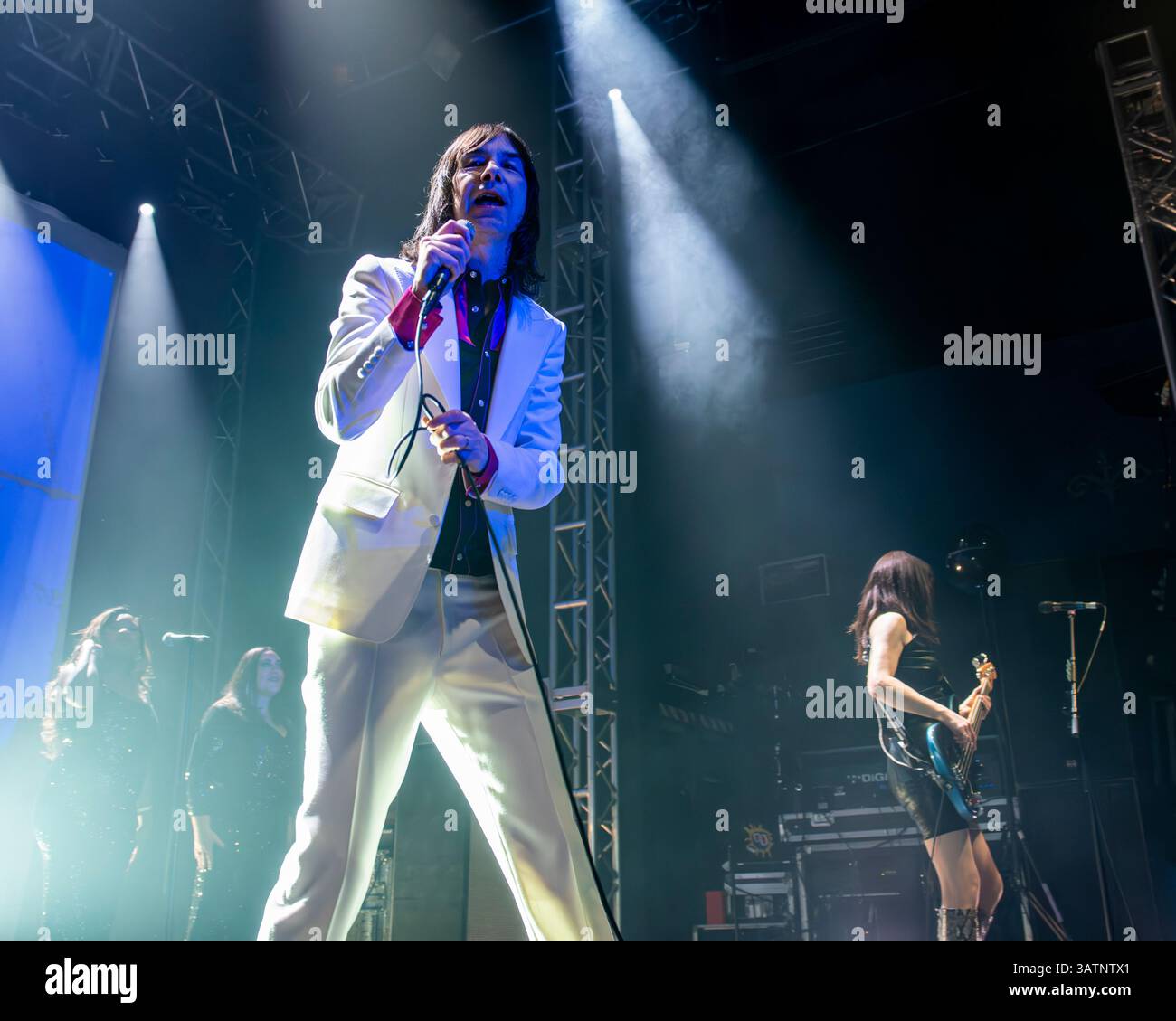 Leeds, UK, 18th April 2025. Bobby Gillespie, lead singer and Simone ...