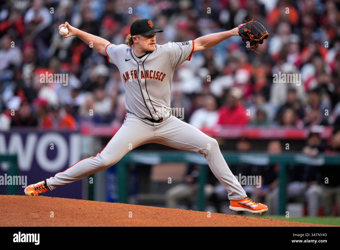 San Francisco Giants starting pitcher Logan Webb throws to the plate ...
