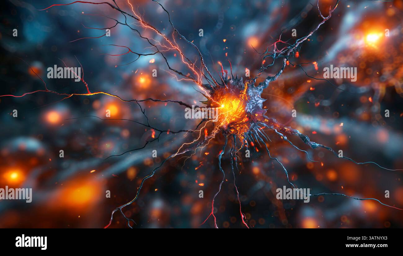 Illustration of a human neuron (nerve cell Stock Photo - Alamy