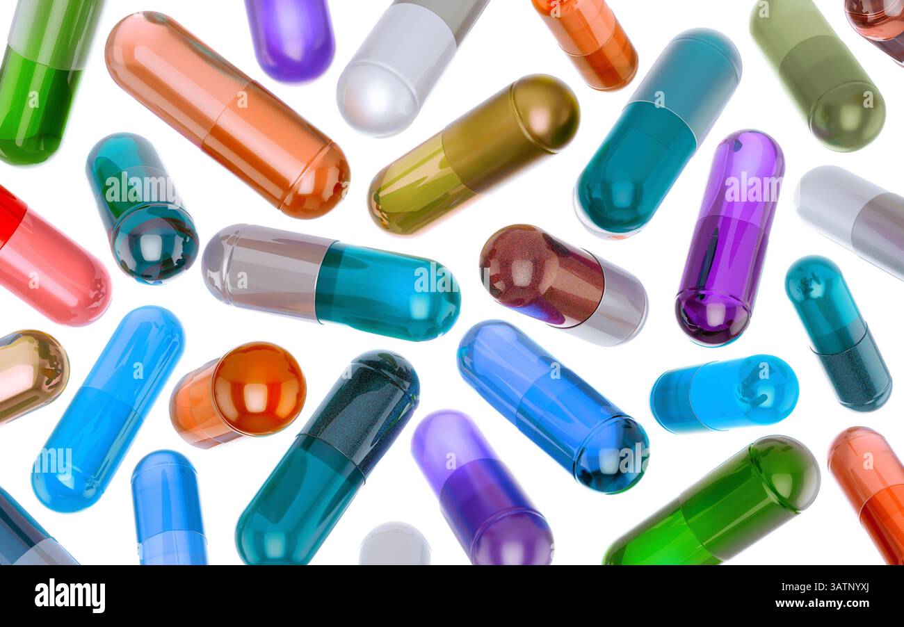 Illustration of various capsules Stock Photo - Alamy