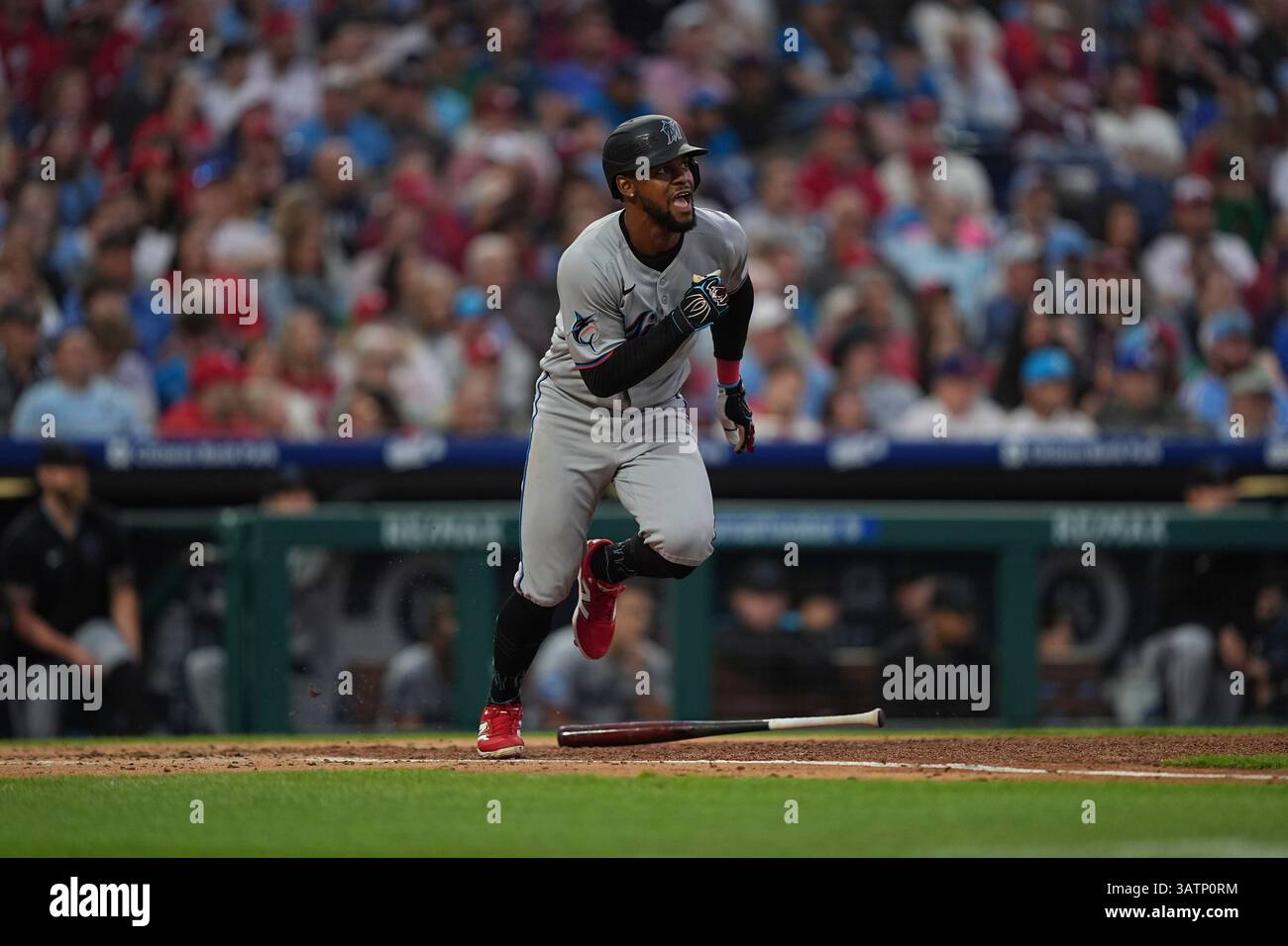 Miami Marlins' Otto Lopez in action during a baseball game, Friday ...