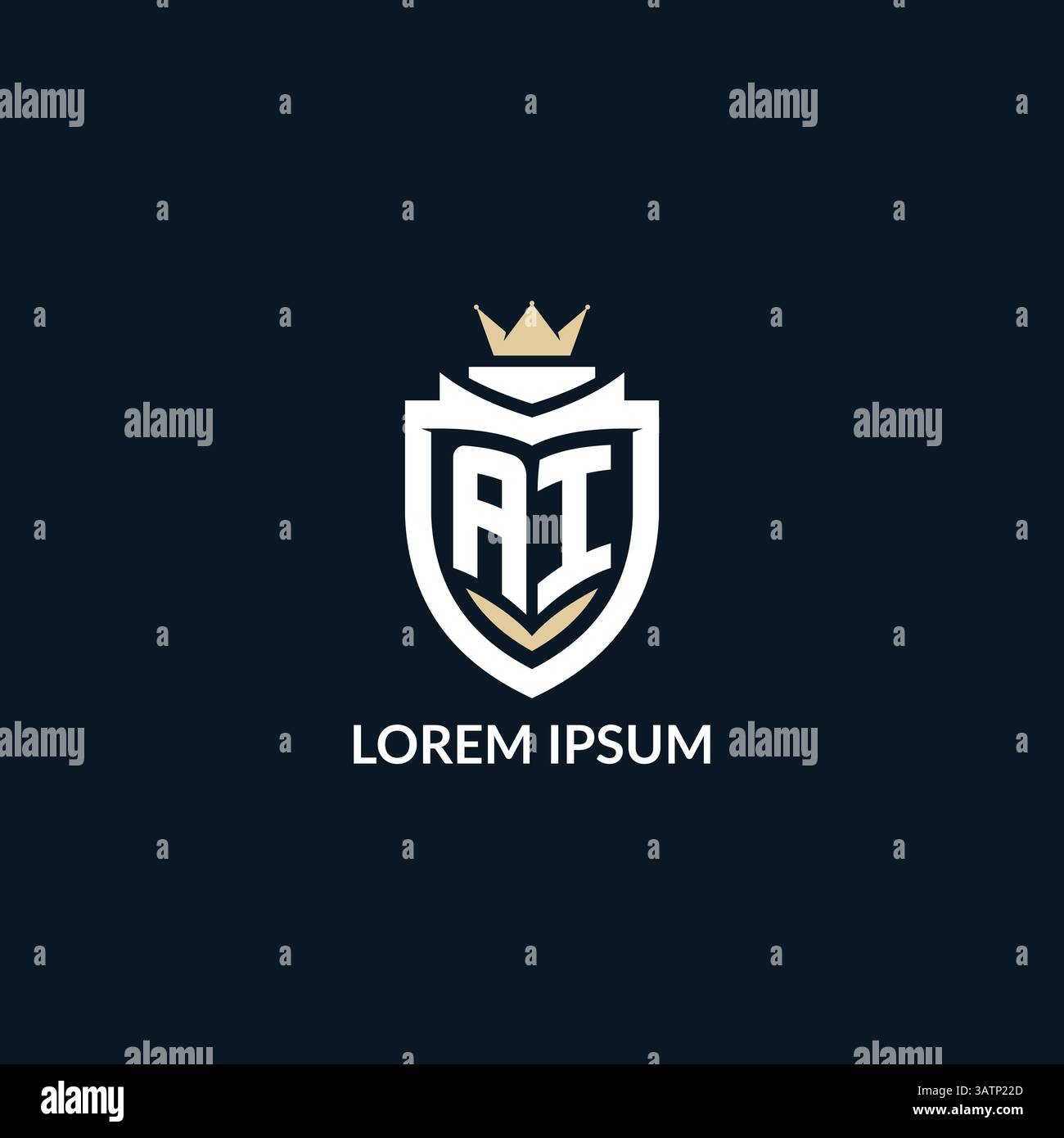 Initial letter AI shield and crown logo style, esport team logo design inspiration vector ...