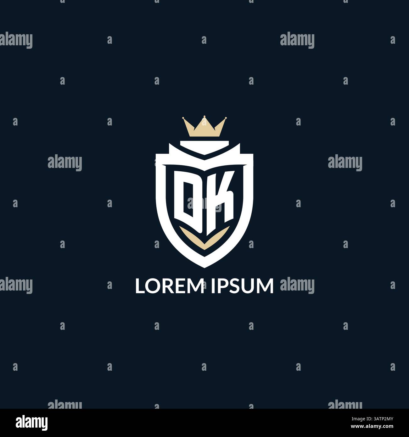 Initial letter DK shield and crown logo style, esport team logo design inspiration vector ...