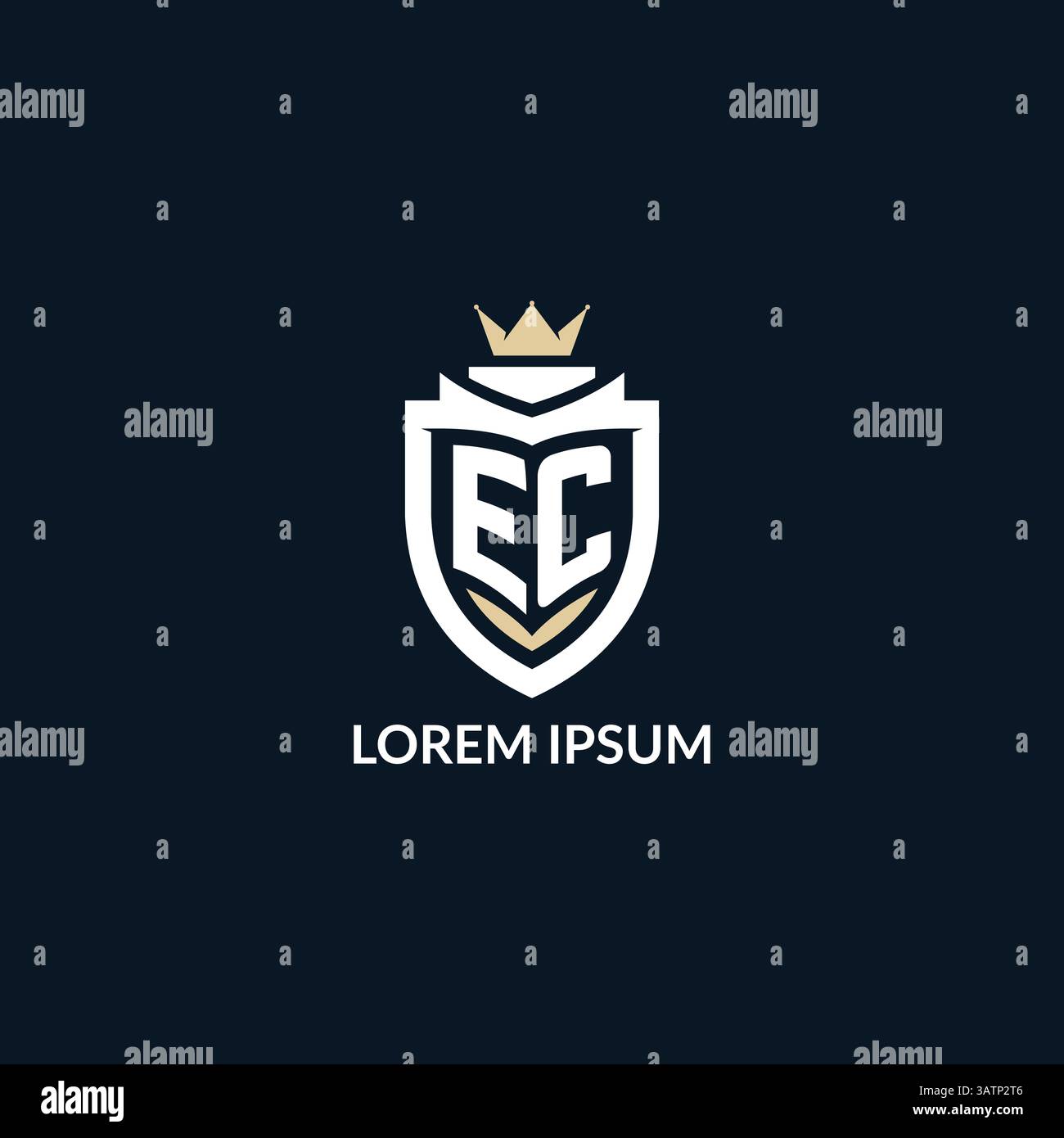 Initial letter EC shield and crown logo style, esport team logo design ...