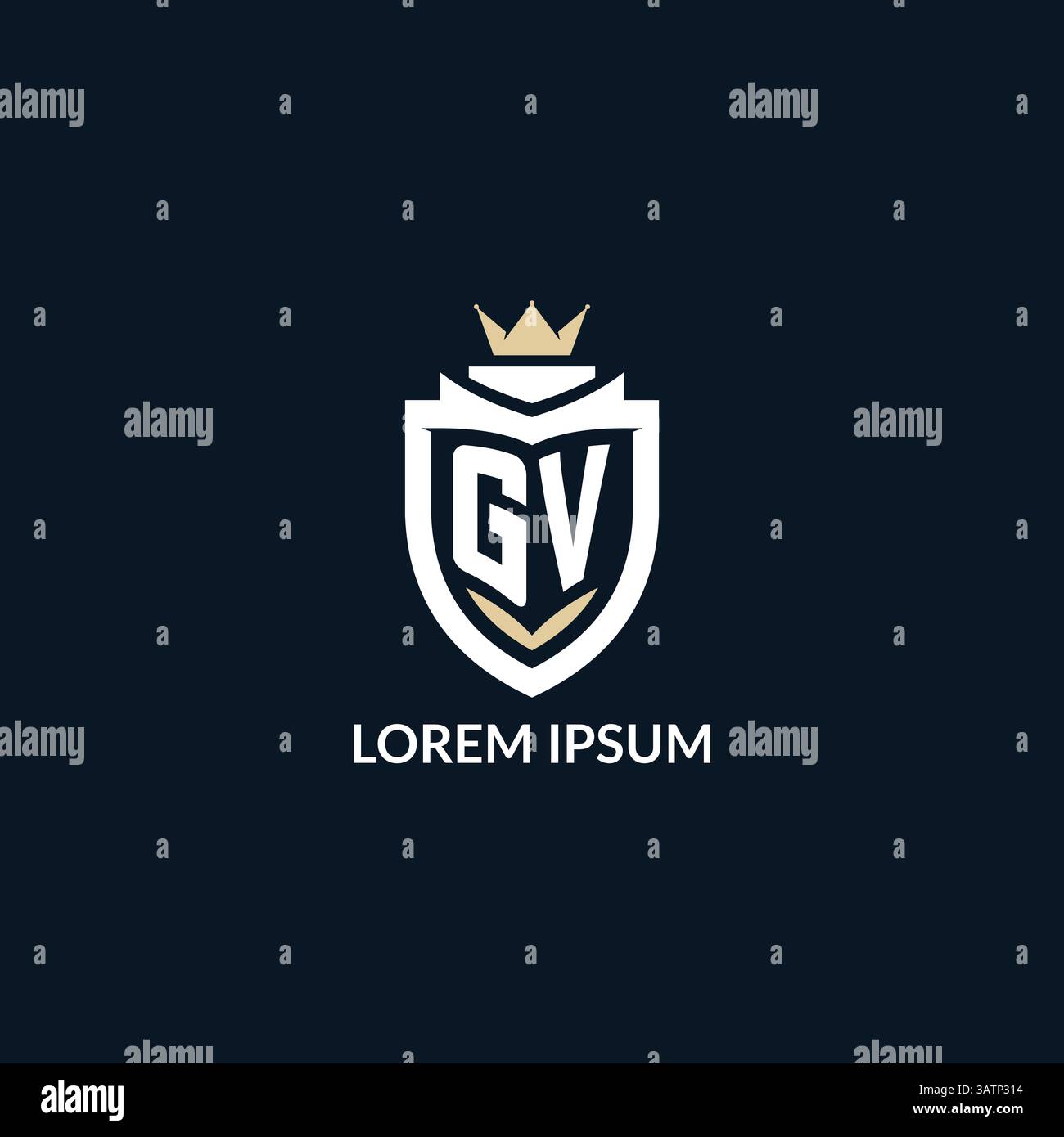 Initial letter GV shield and crown logo style, esport team logo design ...