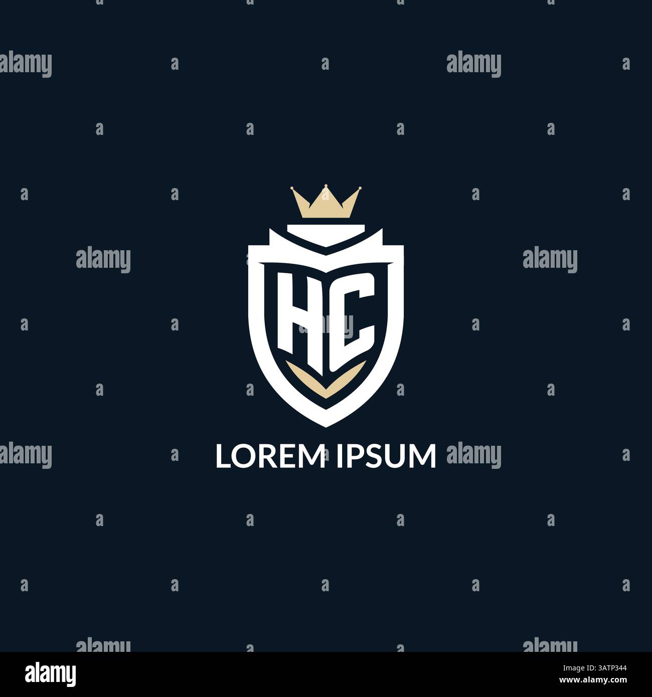 Initial letter HC shield and crown logo style, esport team logo design ...