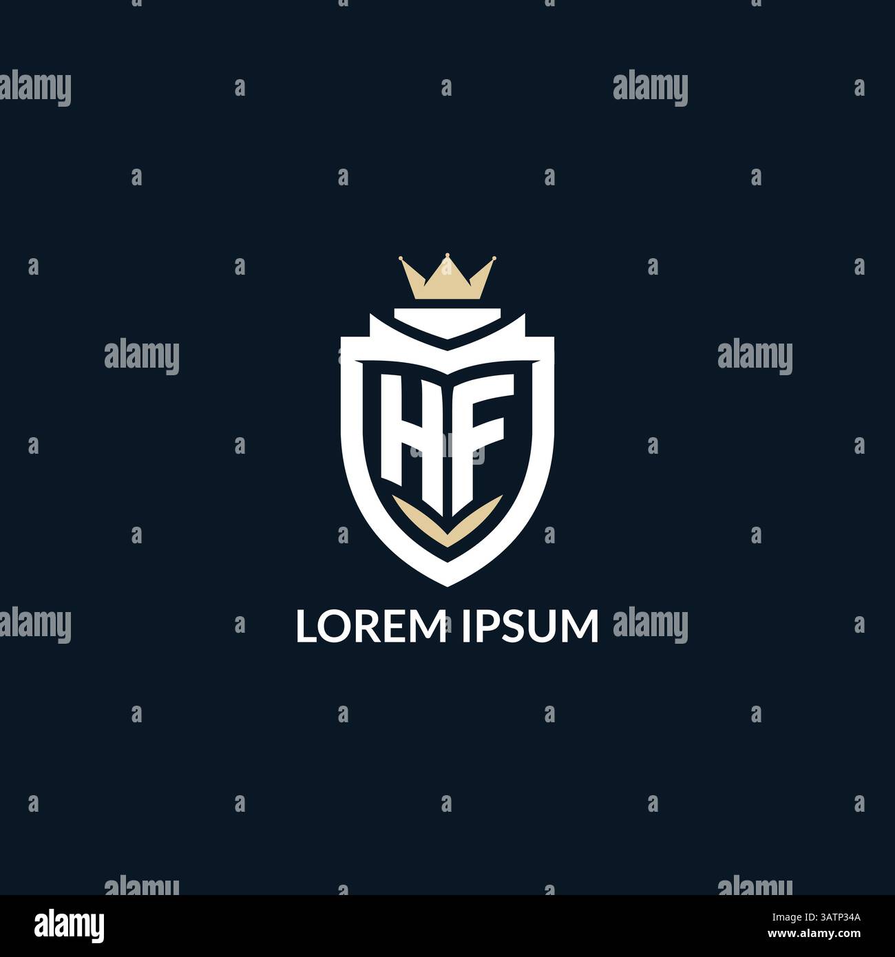 Initial letter HF shield and crown logo style, esport team logo design ...