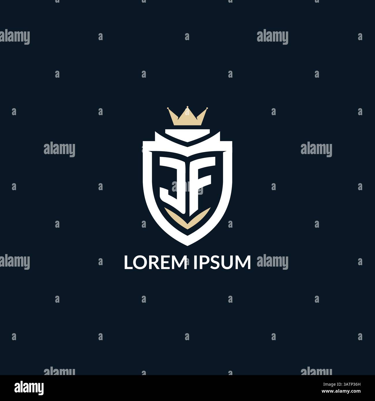 Initial letter JF shield and crown logo style, esport team logo design ...