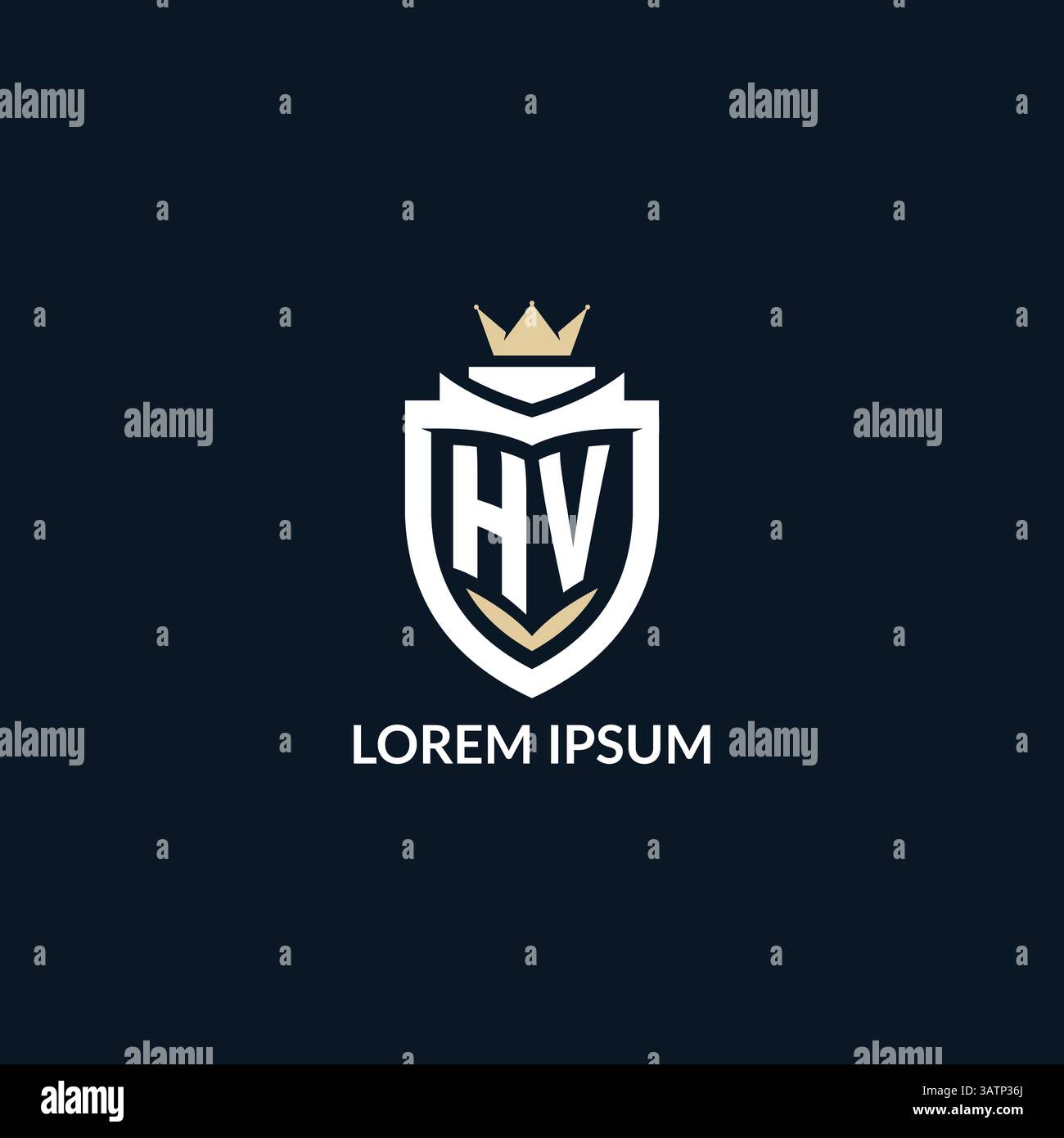 Initial letter HV shield and crown logo style, esport team logo design ...