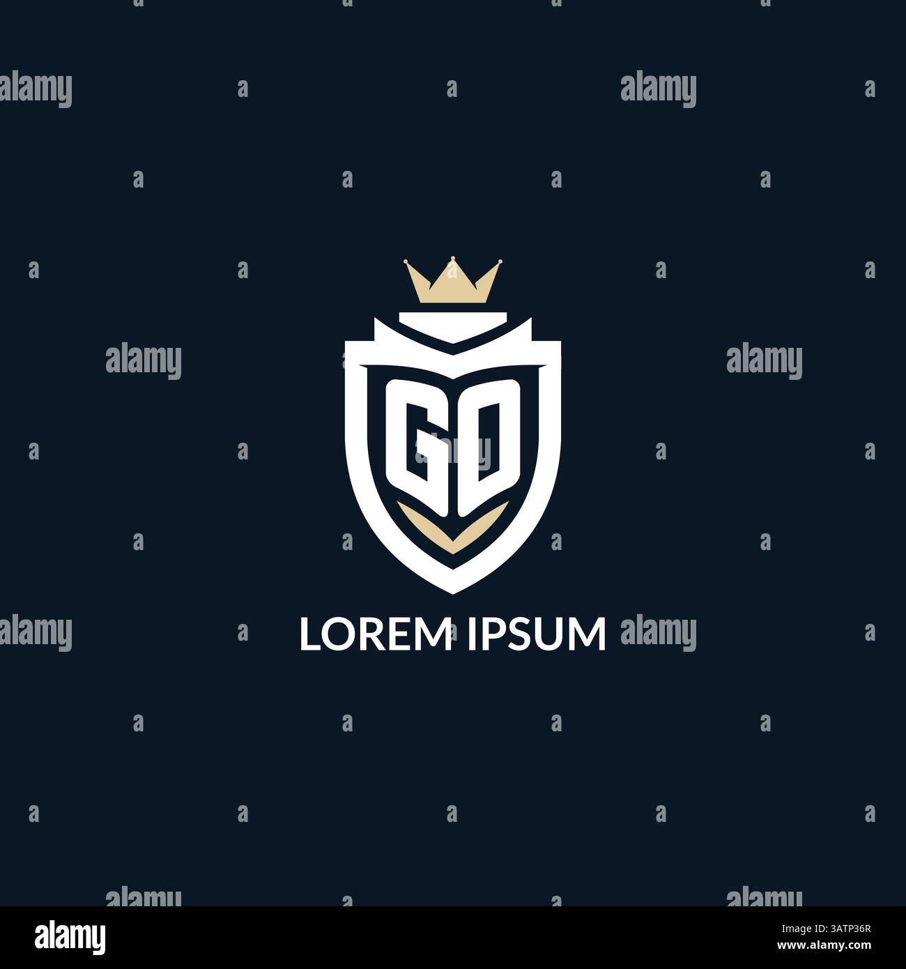 Initial letter GO shield and crown logo style, esport team logo design ...