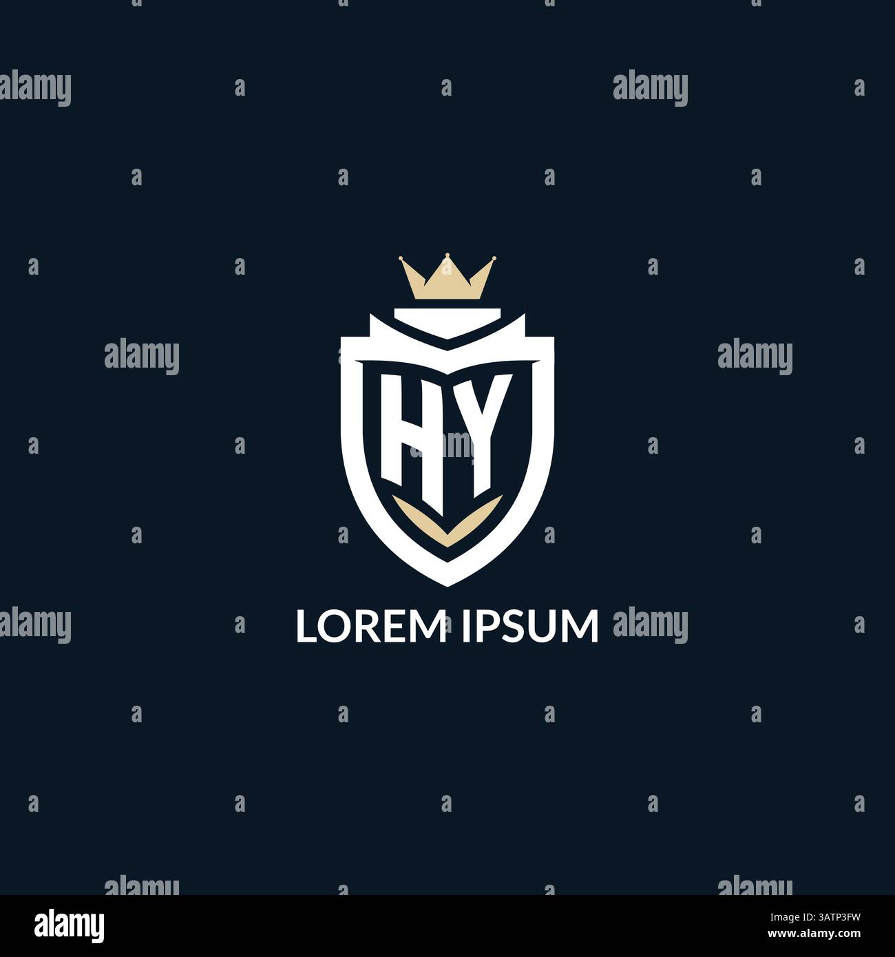 Initial letter HY shield and crown logo style, esport team logo design ...