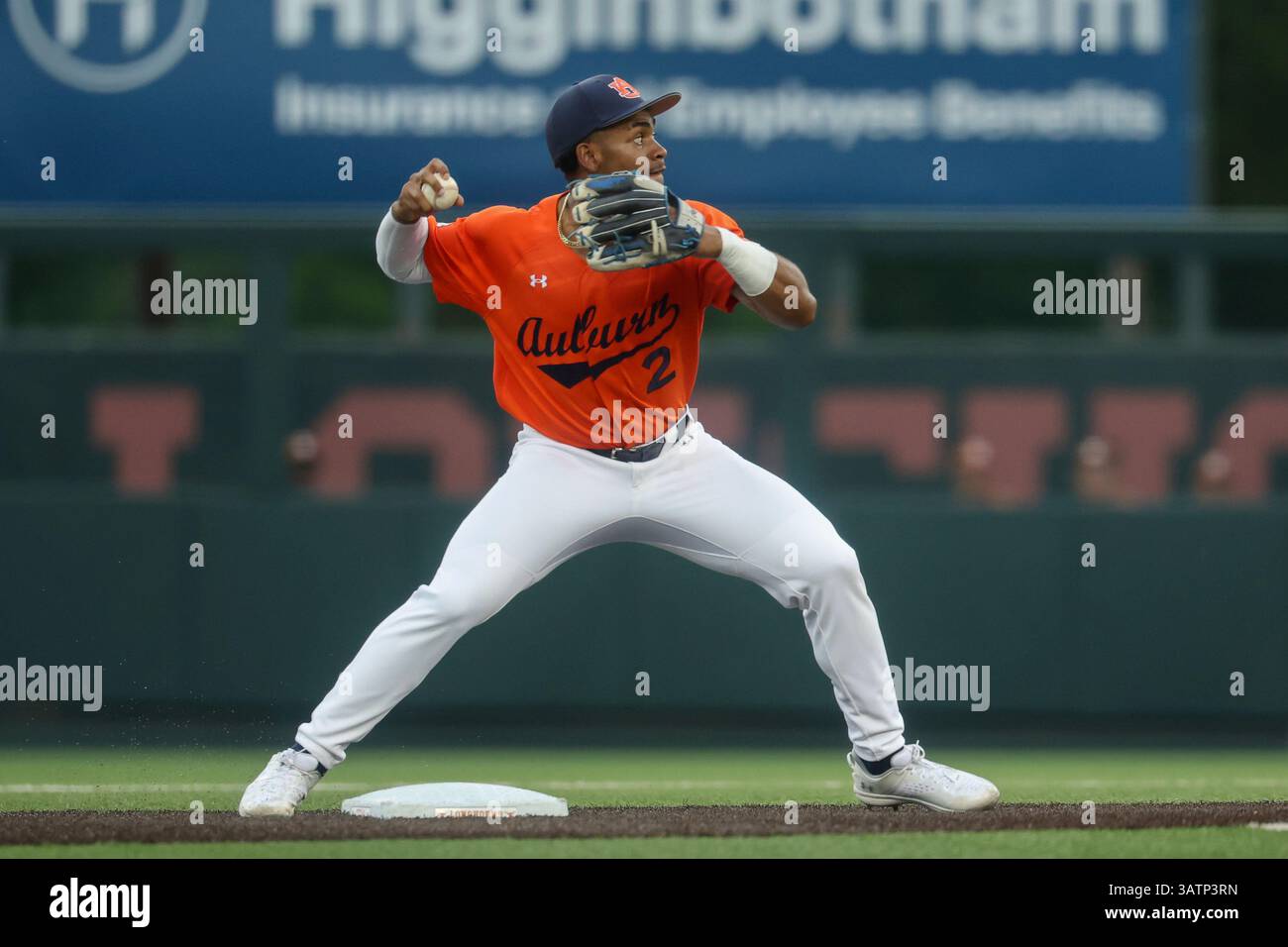 AUSTIN, TX - APRIL 18: Auburn infielder Chris Rembert (2) throws for a ...