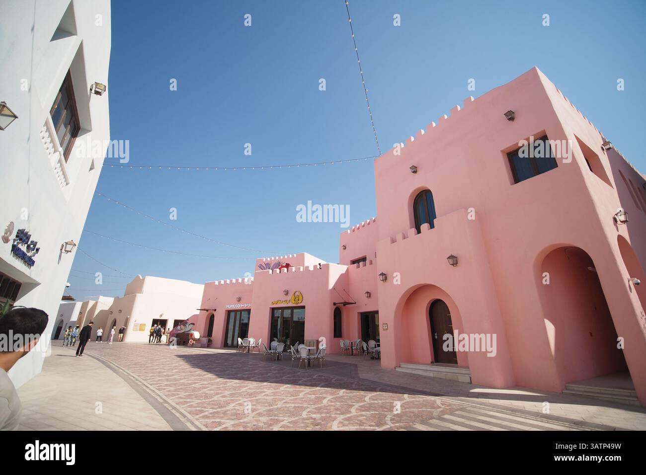 Qatar Doha 2 february 2025, Colorful architecture in desert town at ...
