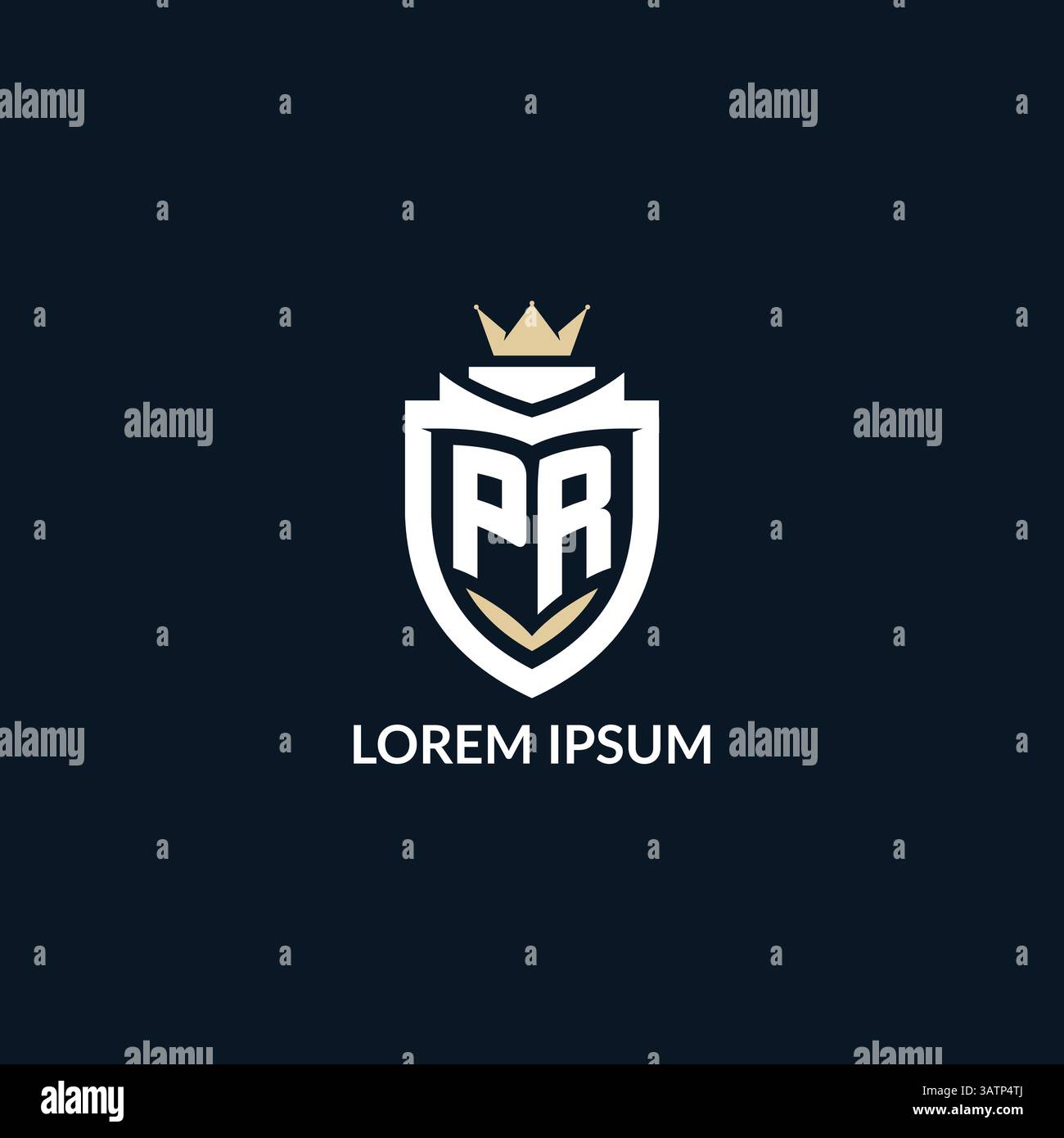 Initial letter PR shield and crown logo style, esport team logo design inspiration vector ...