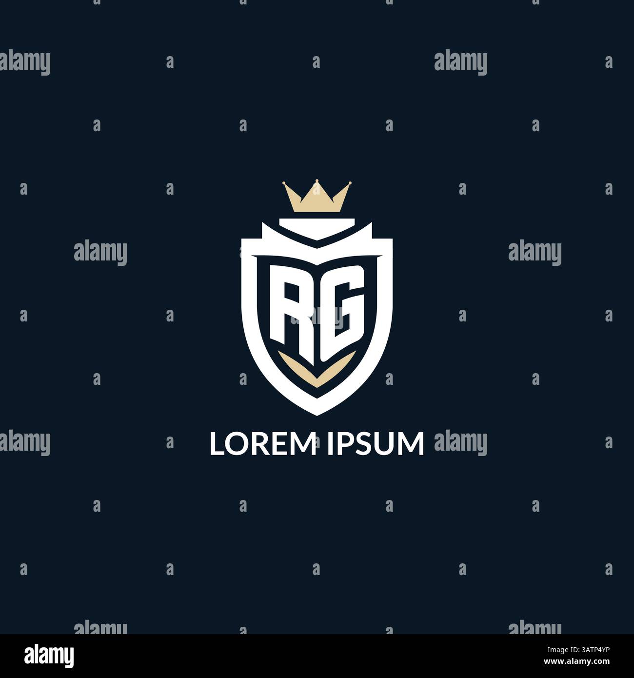 Initial letter RG shield and crown logo style, esport team logo design inspiration vector ...