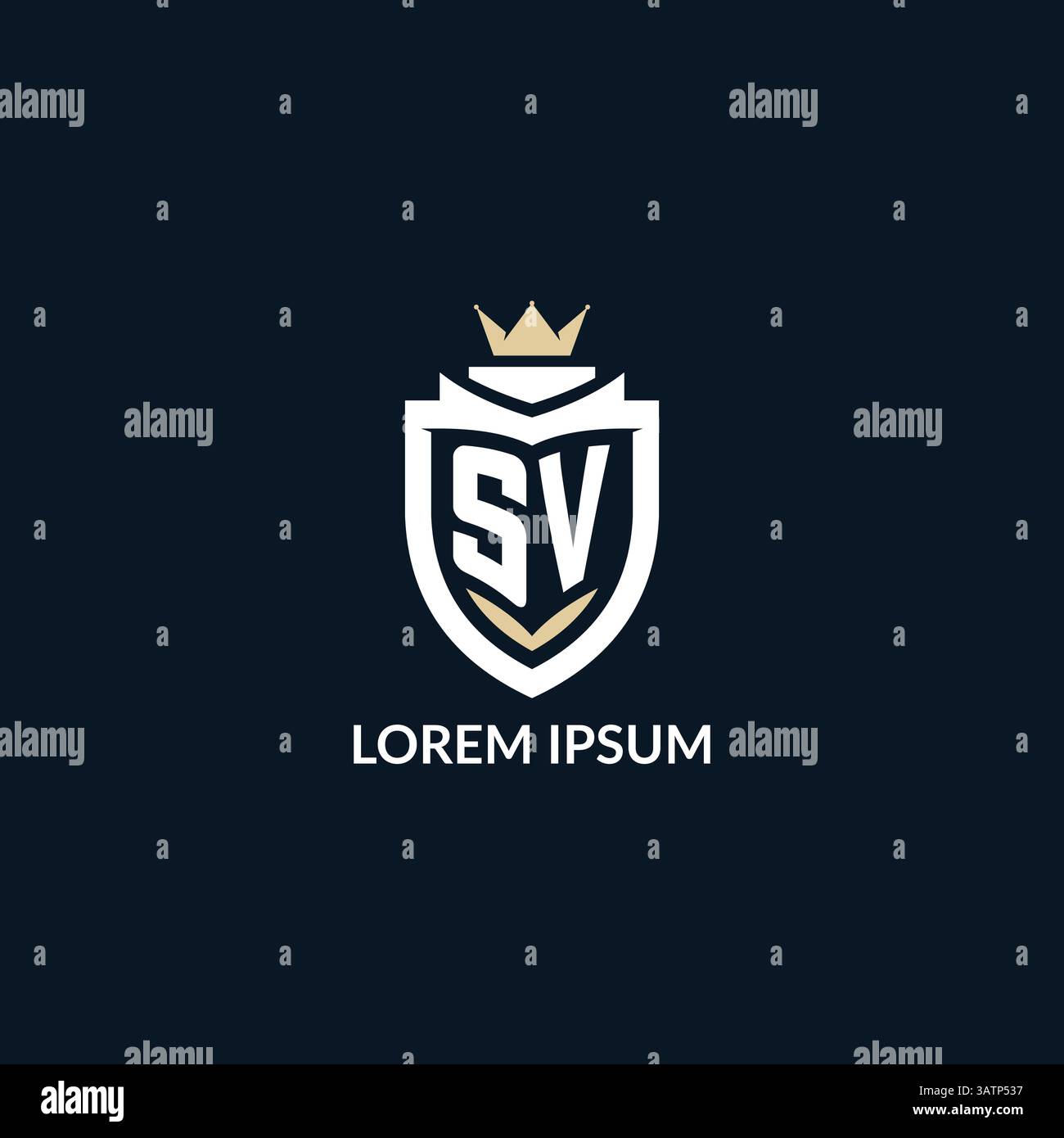 Initial letter SV shield and crown logo style, esport team logo design inspiration vector ...