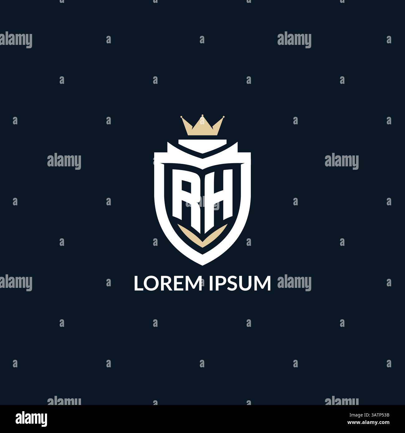 Initial letter RH shield and crown logo style, esport team logo design ...