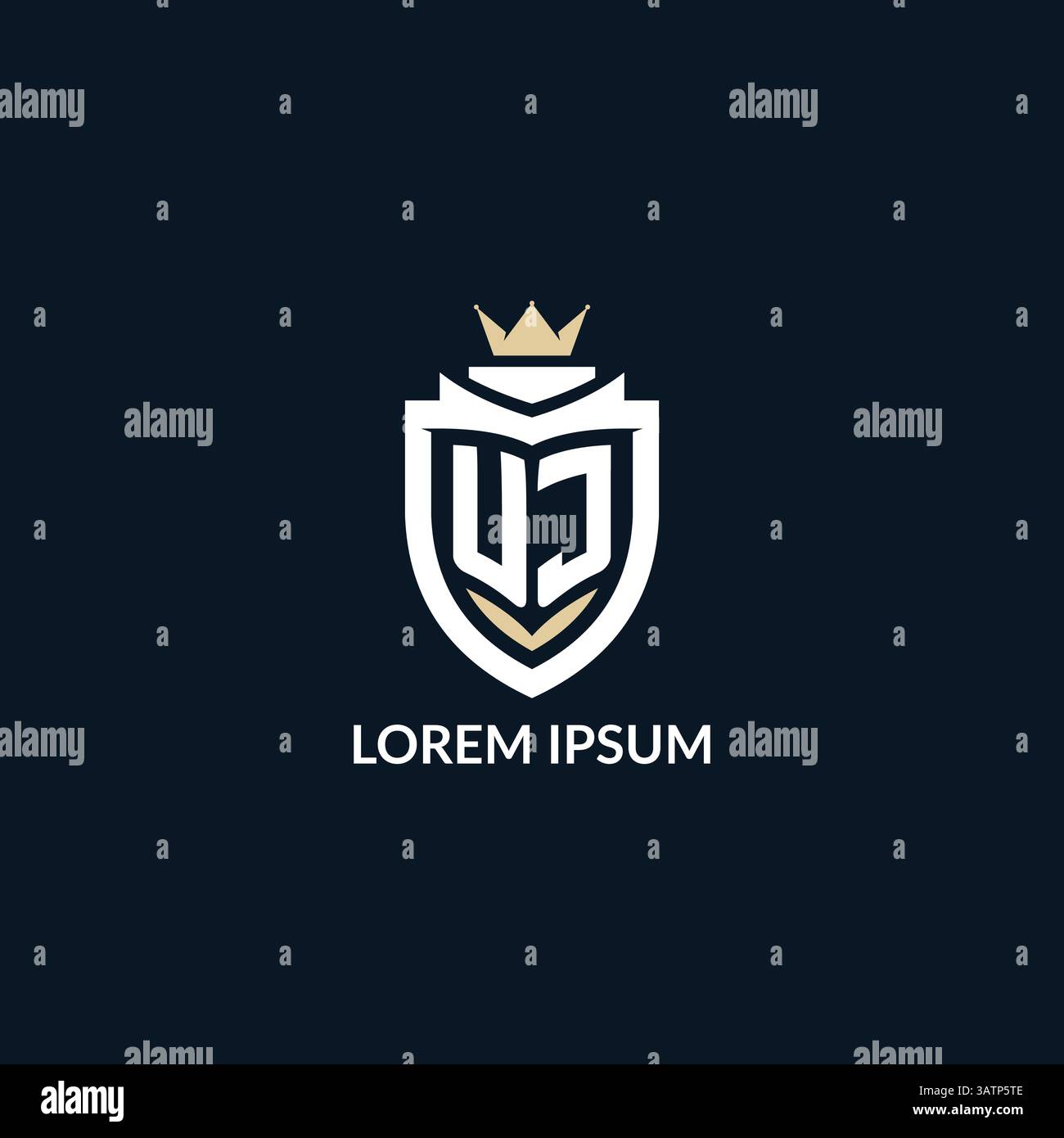 Initial letter UJ shield and crown logo style, esport team logo design ...