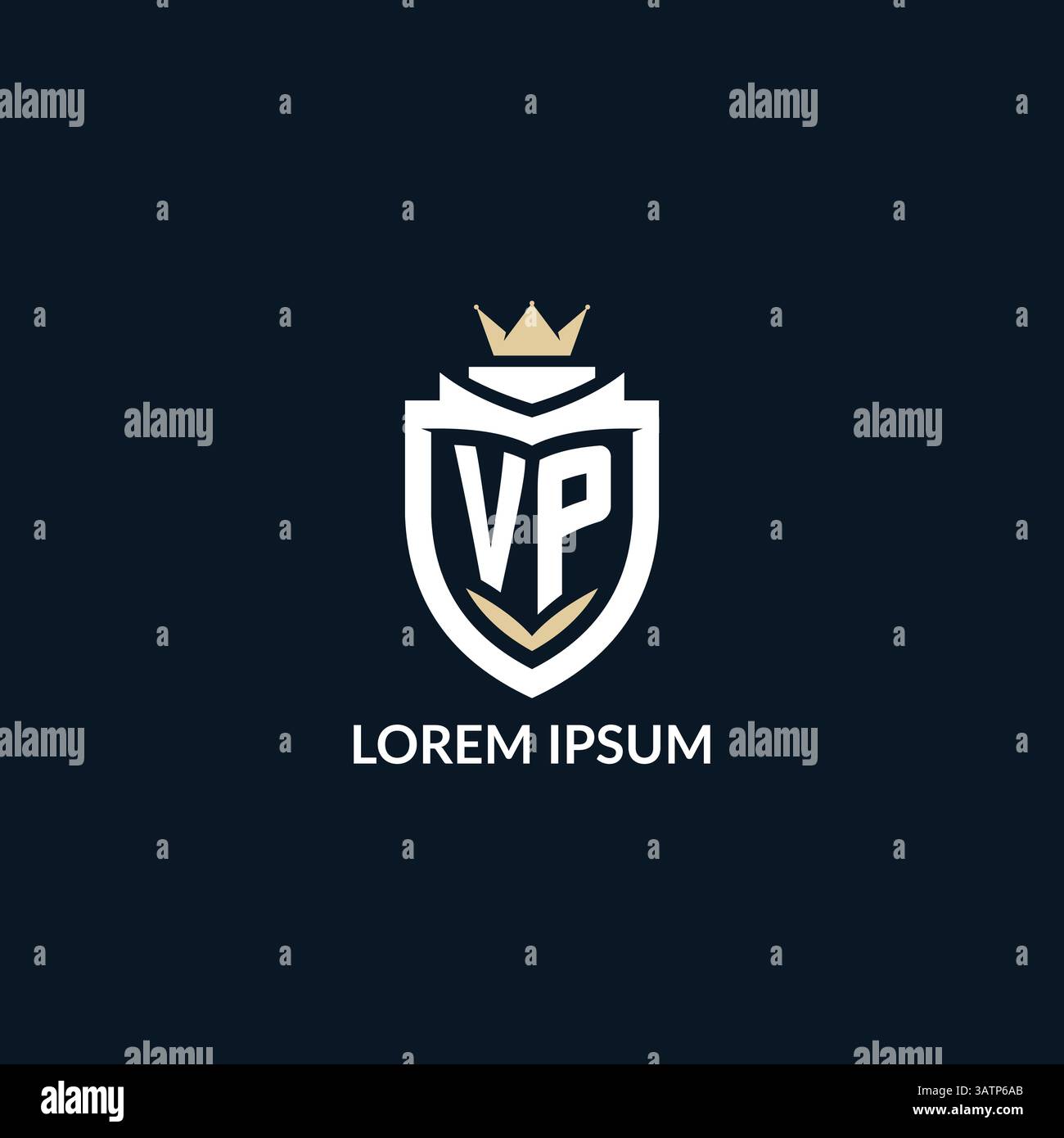 Initial letter VP shield and crown logo style, esport team logo design ...