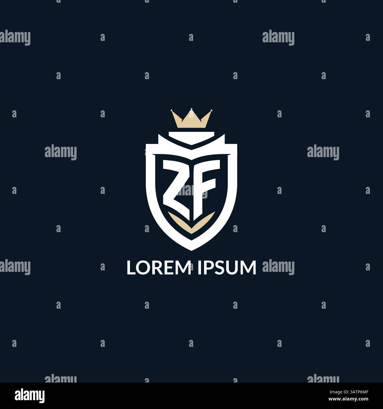 Initial letter ZF shield and crown logo style, esport team logo design ...