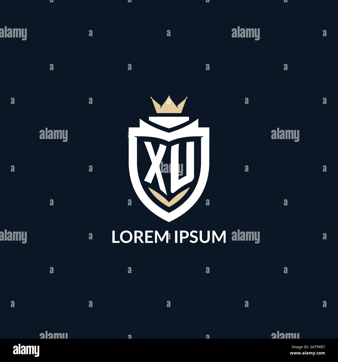 Initial letter XU shield and crown logo style, esport team logo design inspiration vector ...